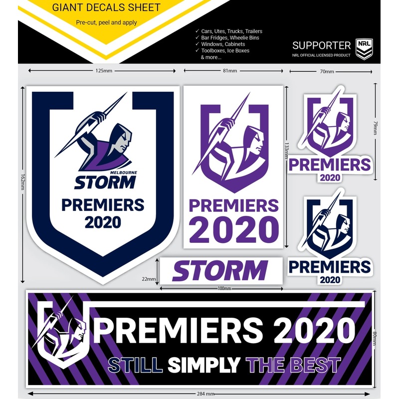 Buy Melbourne Storm NRL GIANT Decal Sticker Sheet 2020 Premiers ...