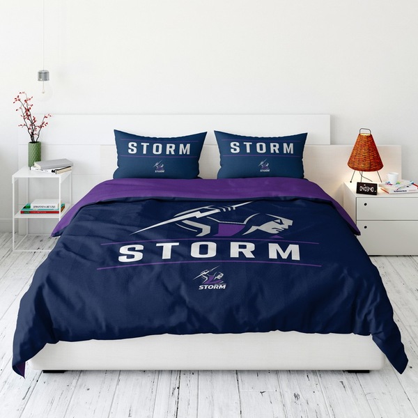 Buy Melbourne Storm NRL Team Logo Double Quilt Cover Set - MyDeal Australia