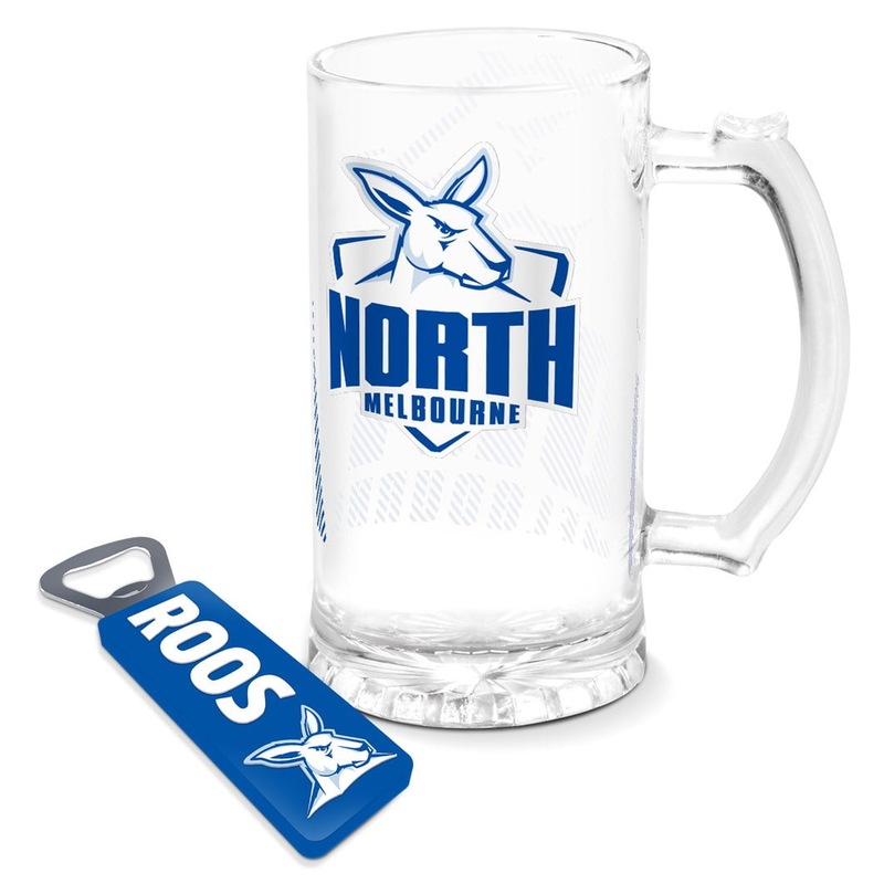 Buy North Melbourne Kangaroos Afl Stein And Bottle Opener Pack Mydeal