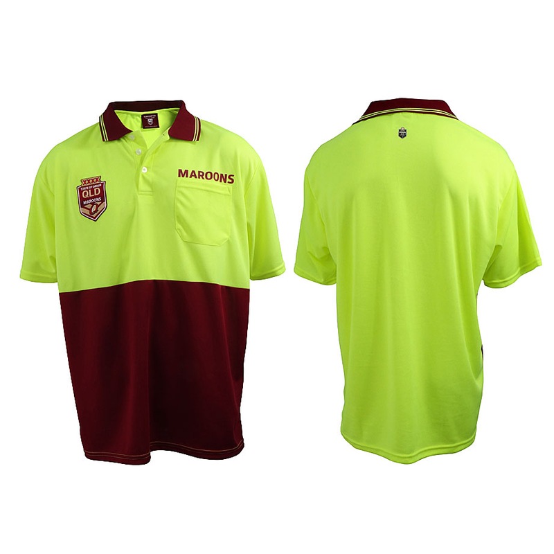Buy QLD Maroons NRL Short Sleeve Polo Work Shirt Yellow Maroon - MyDeal