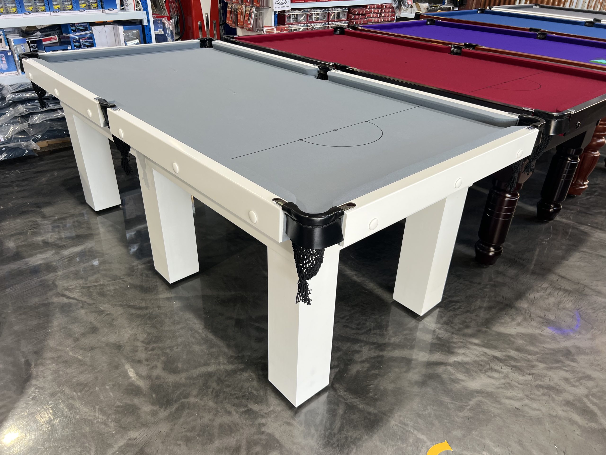 Buy Standard Modern White Pool Snooker Billiard Table 7ft Silver Felt ...