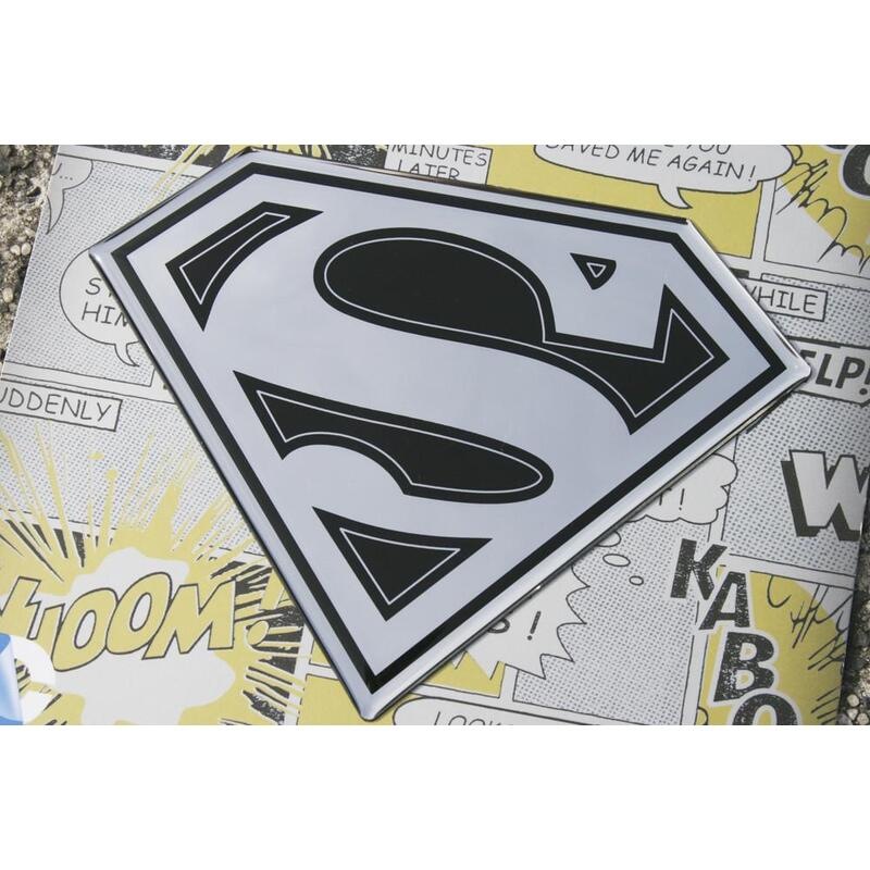 Buy Superman Logo Car Decal DC Comics Domed Black Chrome Finish ...
