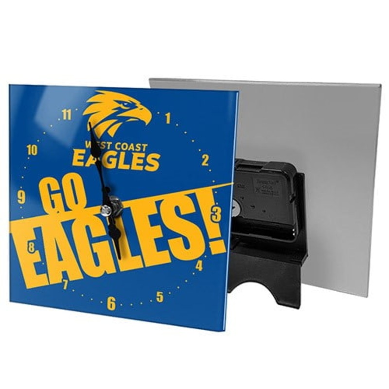 Buy West Coast Eagles AFL Mini Glass Clock - MyDeal