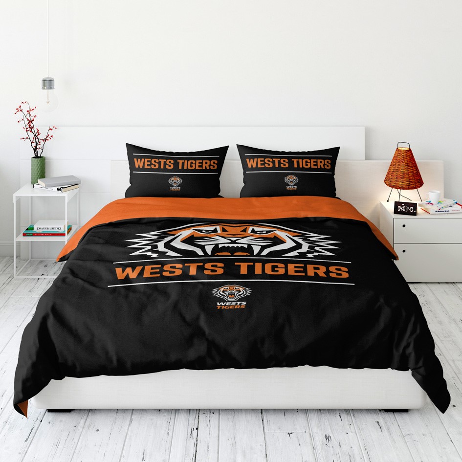 Buy Wests Tigers NRL Team Logo Double Quilt Cover Set - MyDeal Australia