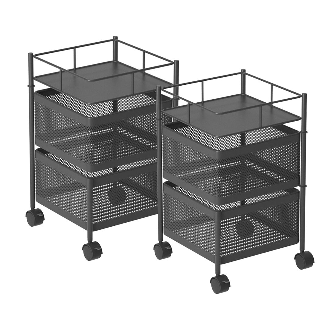 Buy SOGA 2X 2 Tier Steel Square Rotating Kitchen Cart Multi-Functional ...