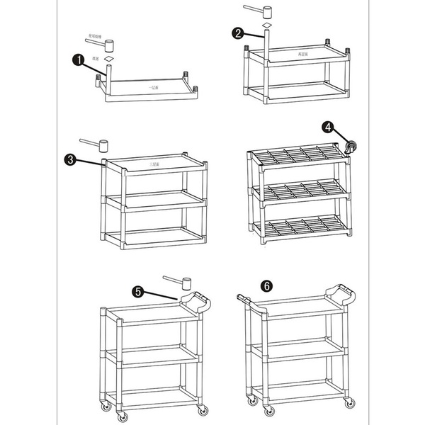 Buy SOGA 2x 3 Tier Food Trolley Food Waste Cart Food Utility Mechanic ...