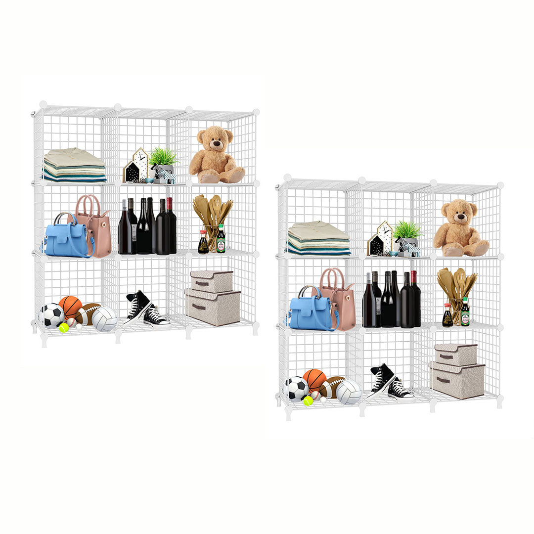 Buy SOGA 2X White Portable 9-Cube 3 Column Storage Organiser Foldable ...