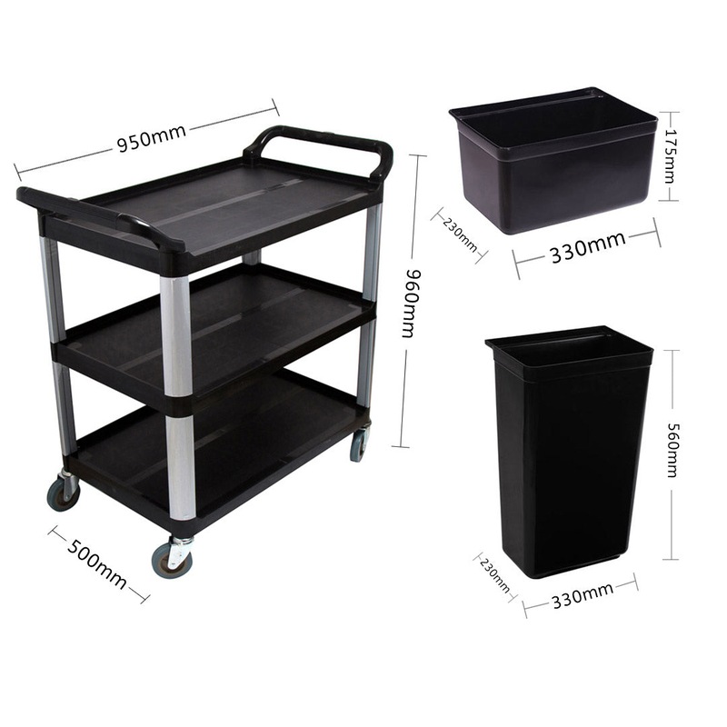 Buy SOGA 3 Tier Food Trolley Food Waste Cart With Two Bins Storage ...