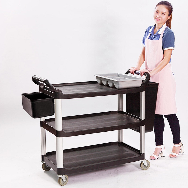 Buy SOGA 3 Tier Food Trolley Food Waste Cart With Two Bins Storage ...