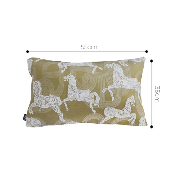 Buy SOGA 35cm Vintage Olive Green White Horse Pattern Throw Pillow ...