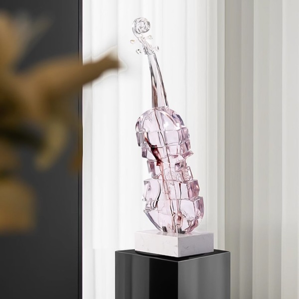 Buy SOGA 75cm Transparent Crystal Violin Fiberglass Sculpture with ...