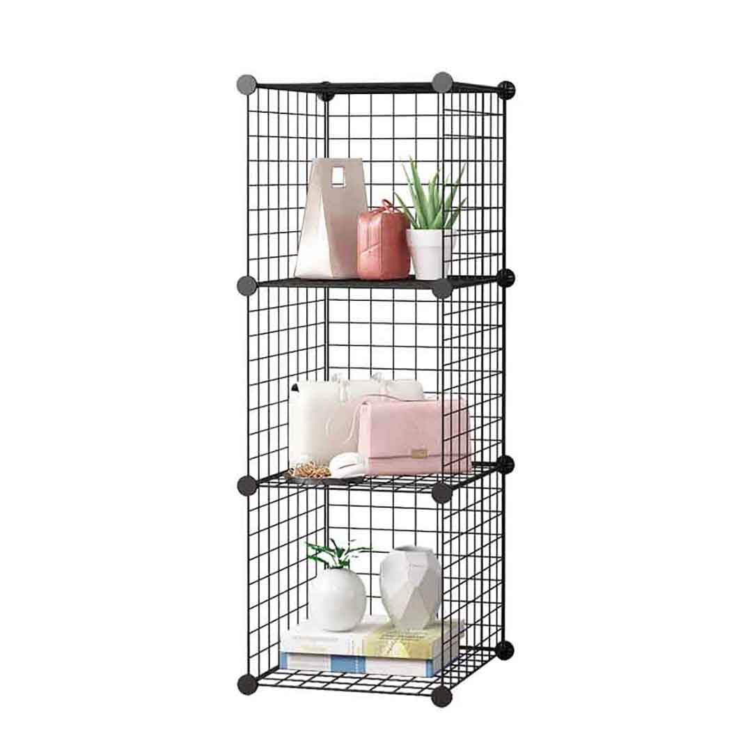 Buy SOGA Black Portable 3 Tier Cube Storage Organiser Foldable DIY ...