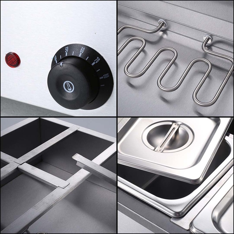 Buy SOGA Stainless Steel 6 X 1/3 GN Pan Electric Bain-Marie Food Warmer ...