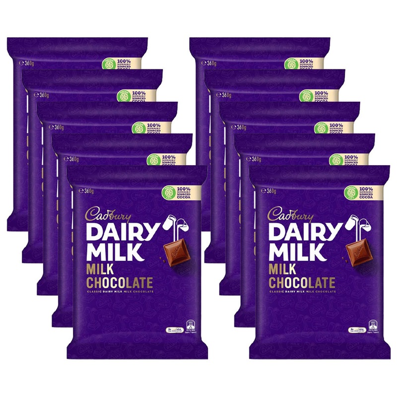 Buy 10pc Cadbury Dairy Milk Block 360g Chocolate Confectionery Candy ...