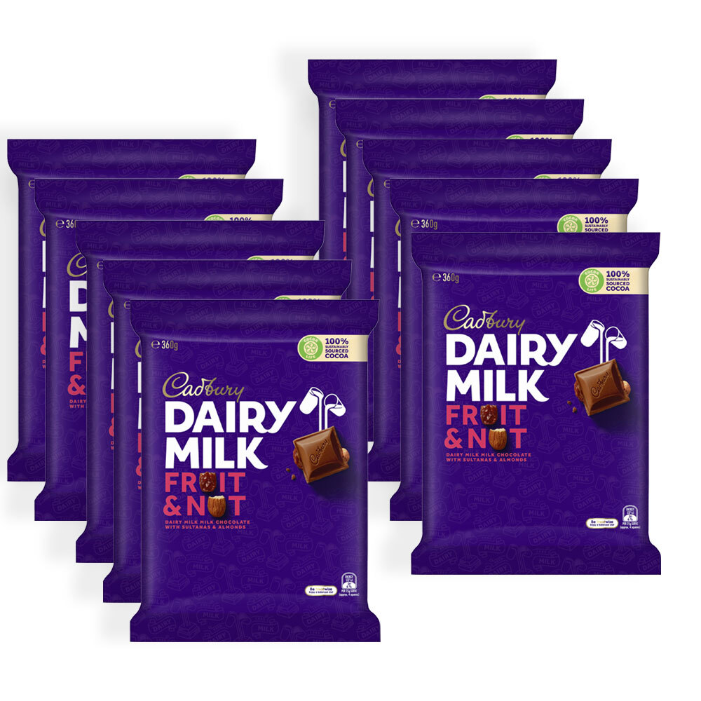 Buy 10pc Cadbury Dairy Milk Share Pack Fruit & Nut Chocolate/Candy ...