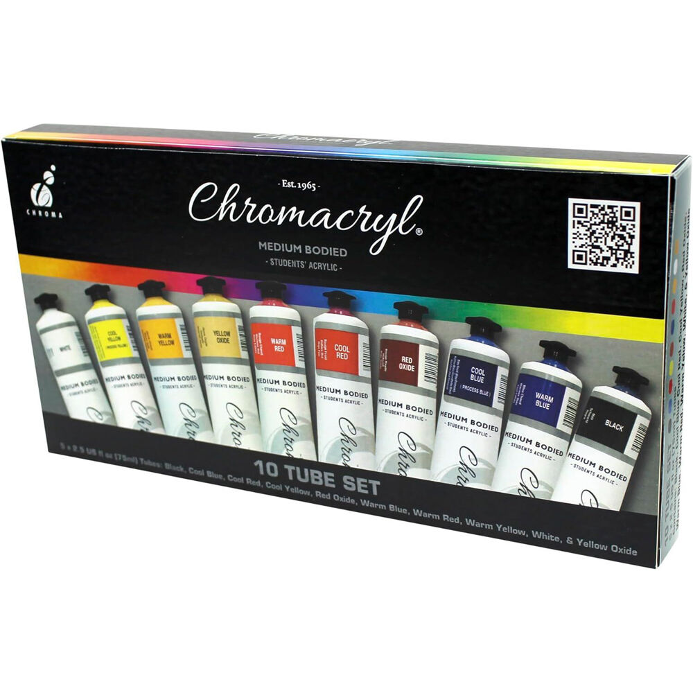 Buy 10pc Chromacryl Student Water-Based Acrylic Painting Tubes Box Set ...