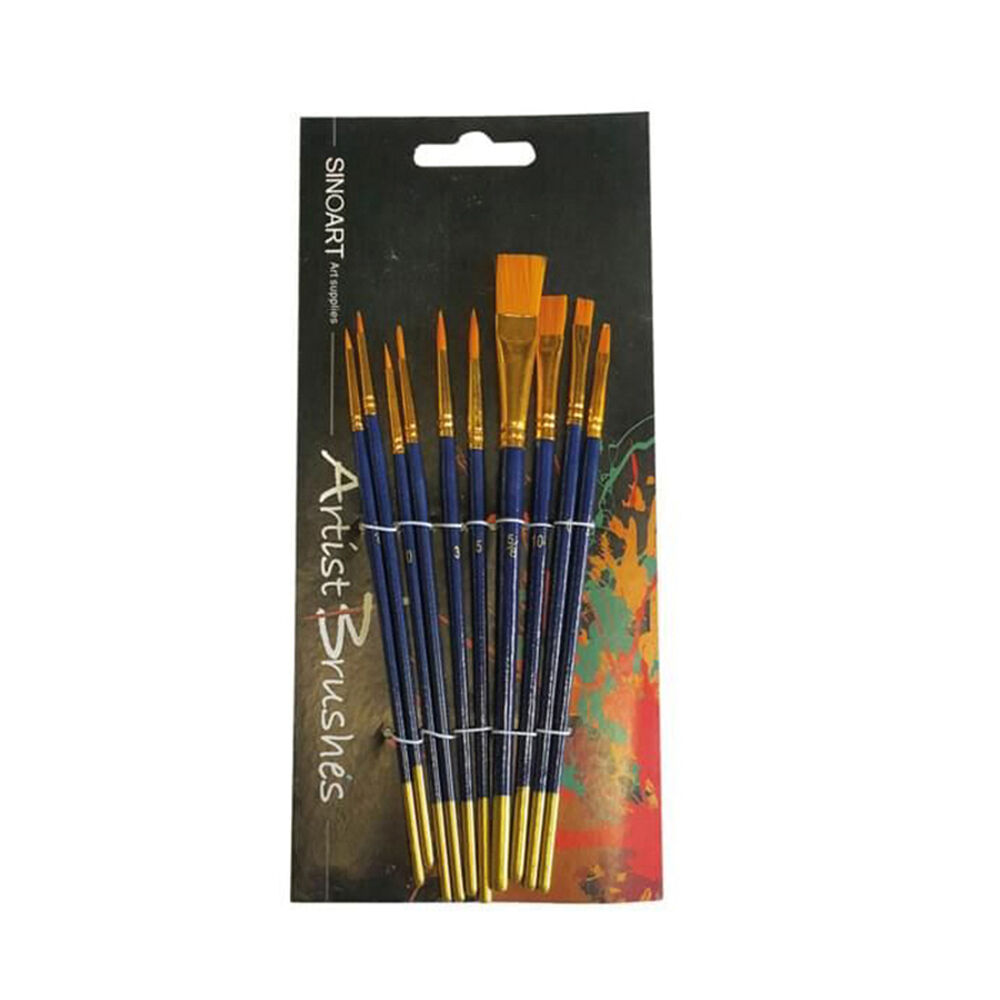 Buy 10pc Sinoart Premium Synthetic Golden Sable Artist Painting Brush ...