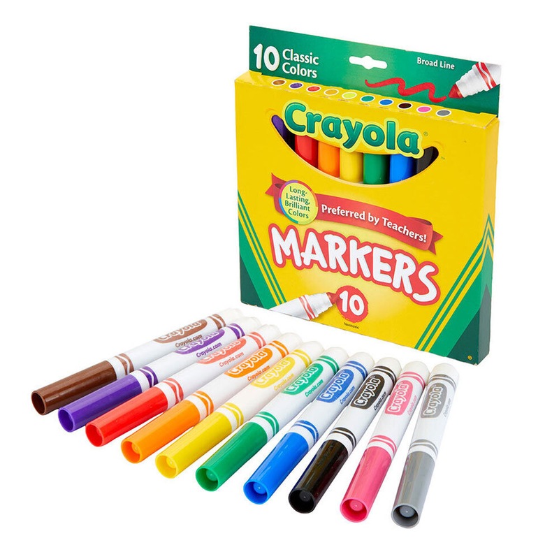 Buy 10PK Crayola Classic Broadline Markers Drawing Colouring Pen Kids ...