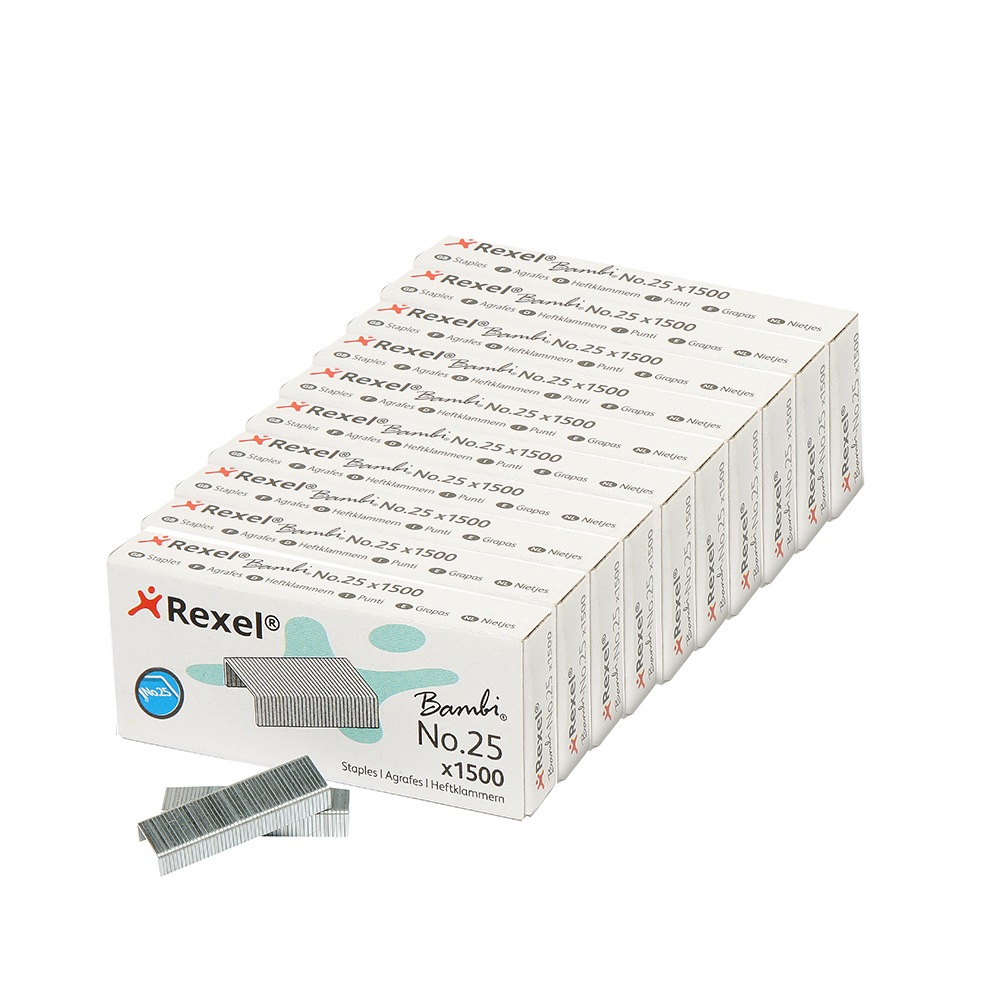 Buy 10x 1500 Rexel Steel Stationery Staples NO.25 4mm Refill Office for ...