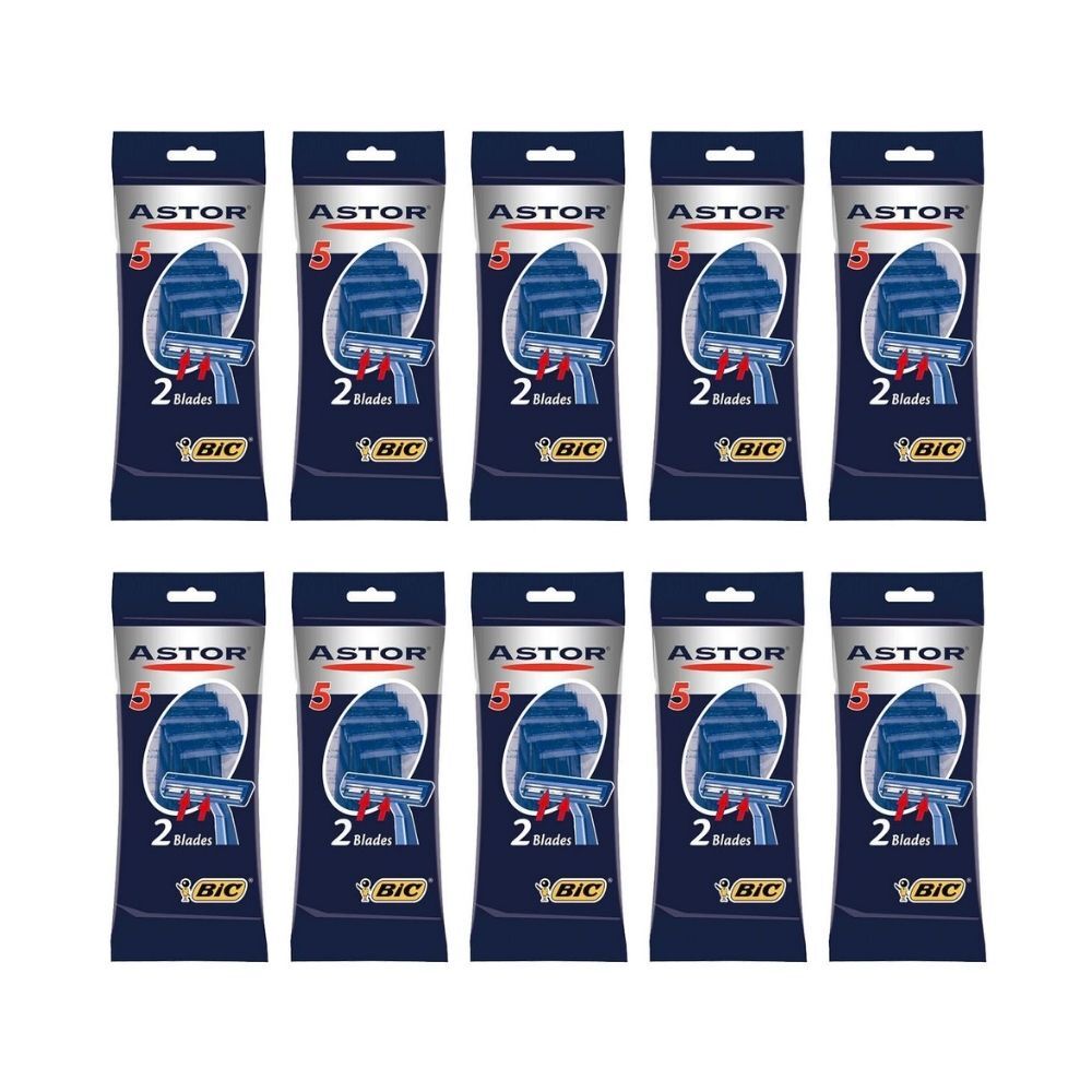 Buy 10x 5pc BIC Astor Normal Twin-Blade Shaver Razor Men's Beard ...