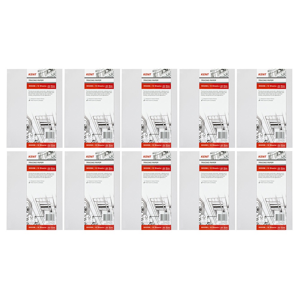 Buy 10x Kent 10 Sheets Tracing Paper Pack A4 Drawing/Design Pad Craft ...