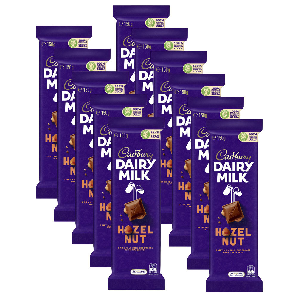 Buy 11pc Cadbury Dairy Milk Hazelnut 150g Chocolate Block Confectionery ...