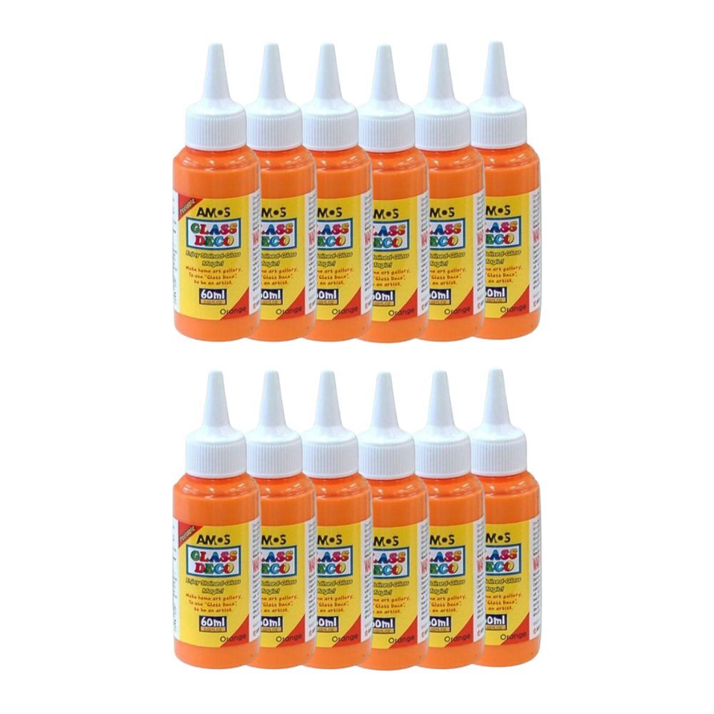 Buy 12PK Amos Stained Glass Deco Orange 60ml DIY Craft Art Paint Kids Children 6y+ - MyDeal ...