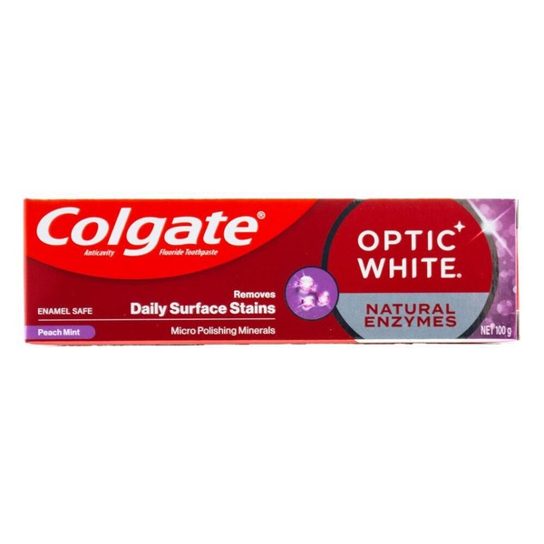 Buy 12PK Colgate Toothpaste Optic White Natural Enzymes 100g Peach Mint ...