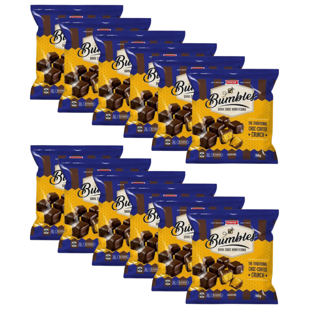 Buy 12PK Menz Bumbles Dark Chocolate Honeycomb Sweet Confectionery 150g Gluten-Free - MyDeal ...