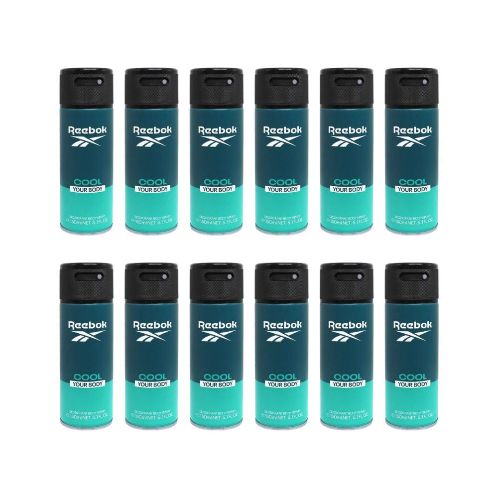 Buy 12PK Reebok Men' Grooming Vegan Sporty Deodorant Body Spray 150ml ...