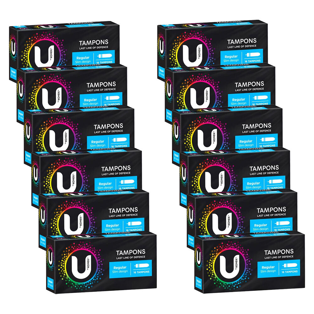 Buy 12x 16pc U by Kotex Womens Slim Size Feminine Hygiene Tampons Pack ...
