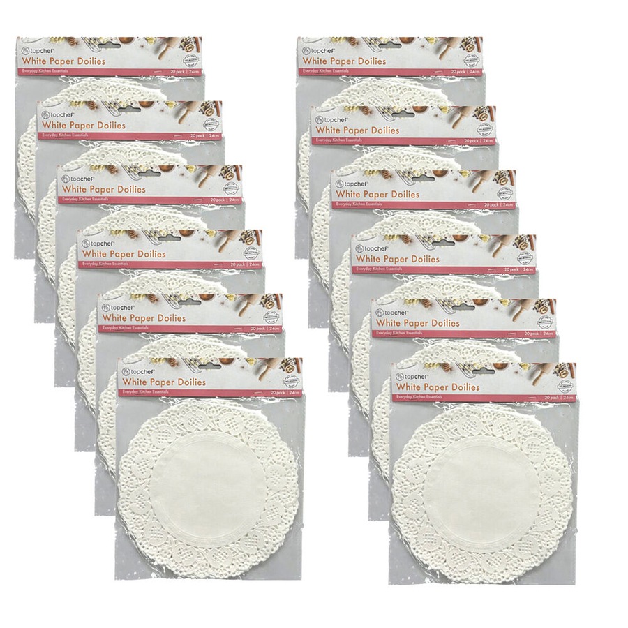 Buy 12x 20pc Topchef Round Paper Lace Decorative Doilies Pack 24cm ...