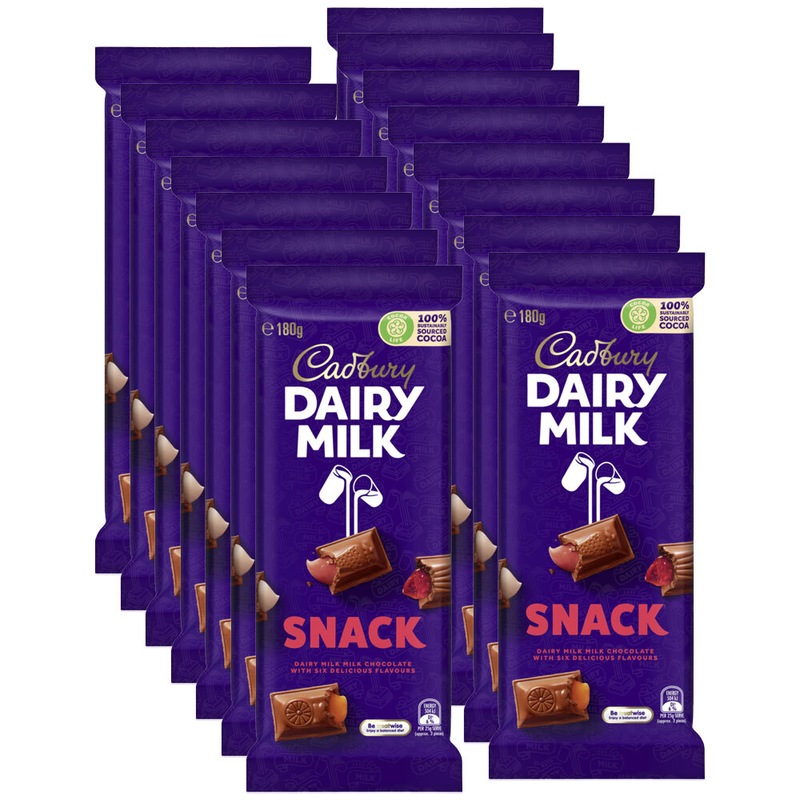 Buy 15pc Cadbury Dairy Milk Snack 180g Chocolate Block Confectionery ...