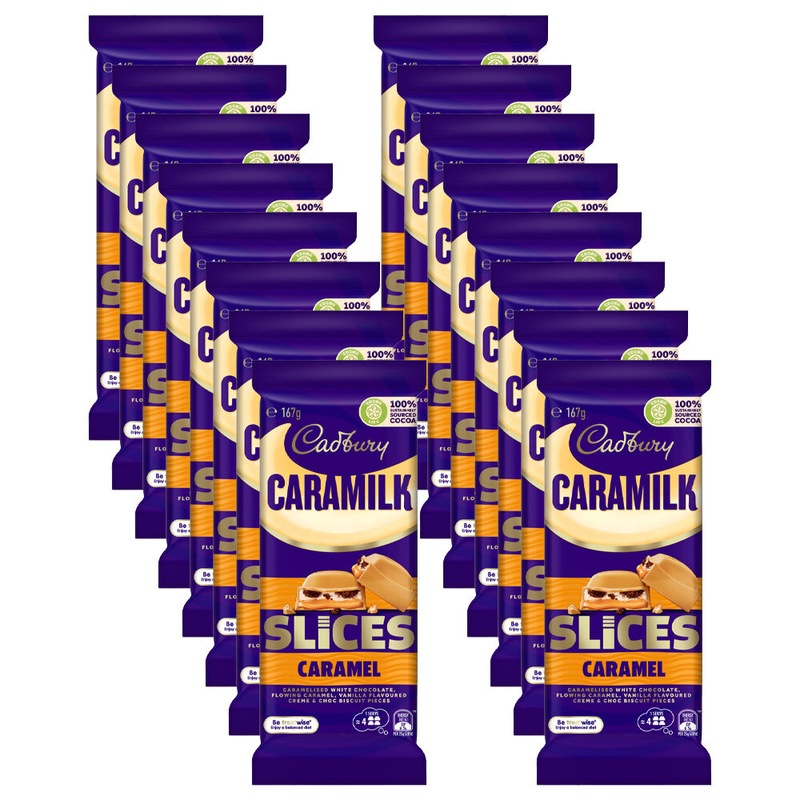 Buy 16pc Cadbury Dairy Milk Caramilk Slice 165g Chocolate Block ...