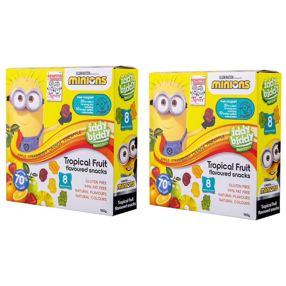 Buy 2x 8pc Iddy Biddy Fruity Bites Minions Tropical Gummy Fruit Snack ...