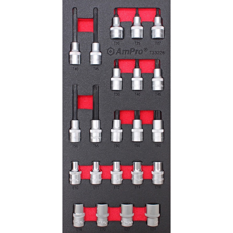 Buy 22pc Ampro 1/2in Drive Star Bit Socket & External Star Socket Tool ...