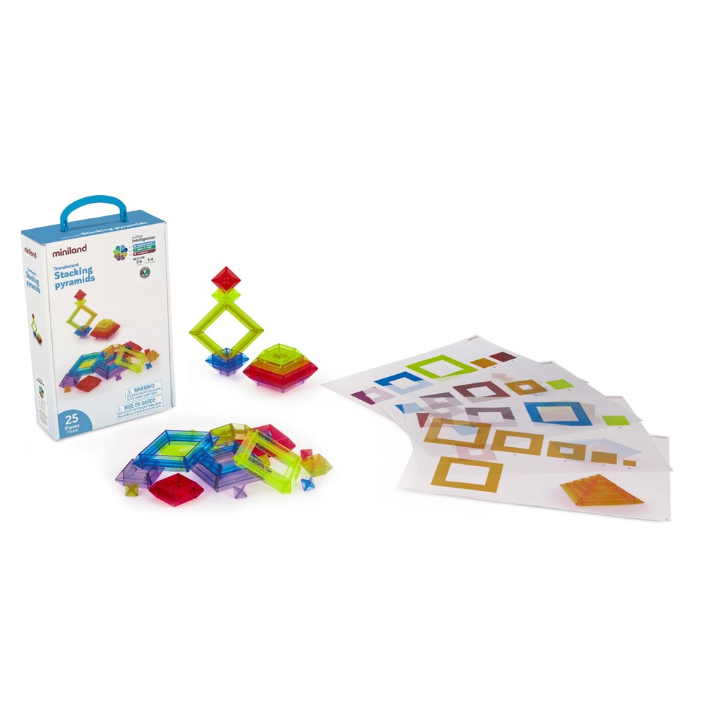 Buy 25pc Miniland Aptitude Translucent Stacking Pyramid Kids ...