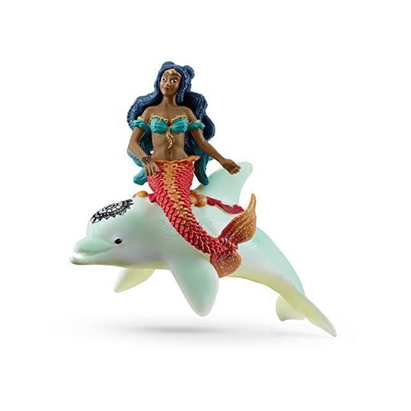 Buy 2pc Schleich 7.1'' Isabelle On Dolphin Action Figure Kids Play Toy ...