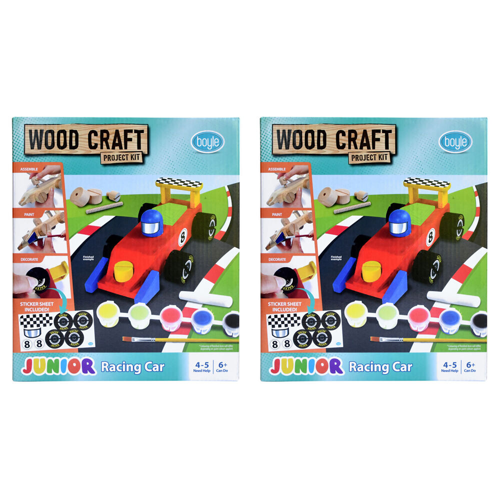 Buy 2PK Boyle Wood Craft Project Kit Junior Racing Car Kids DIY Build ...