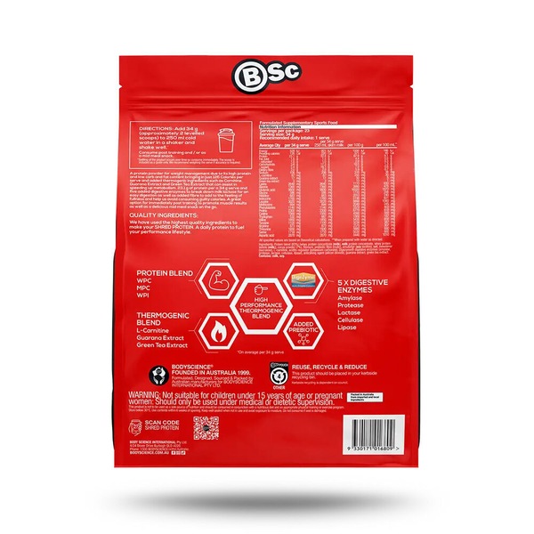 Buy 2PK BSc High Protein Shred Powder Post Workout 23 Serves 800g ...