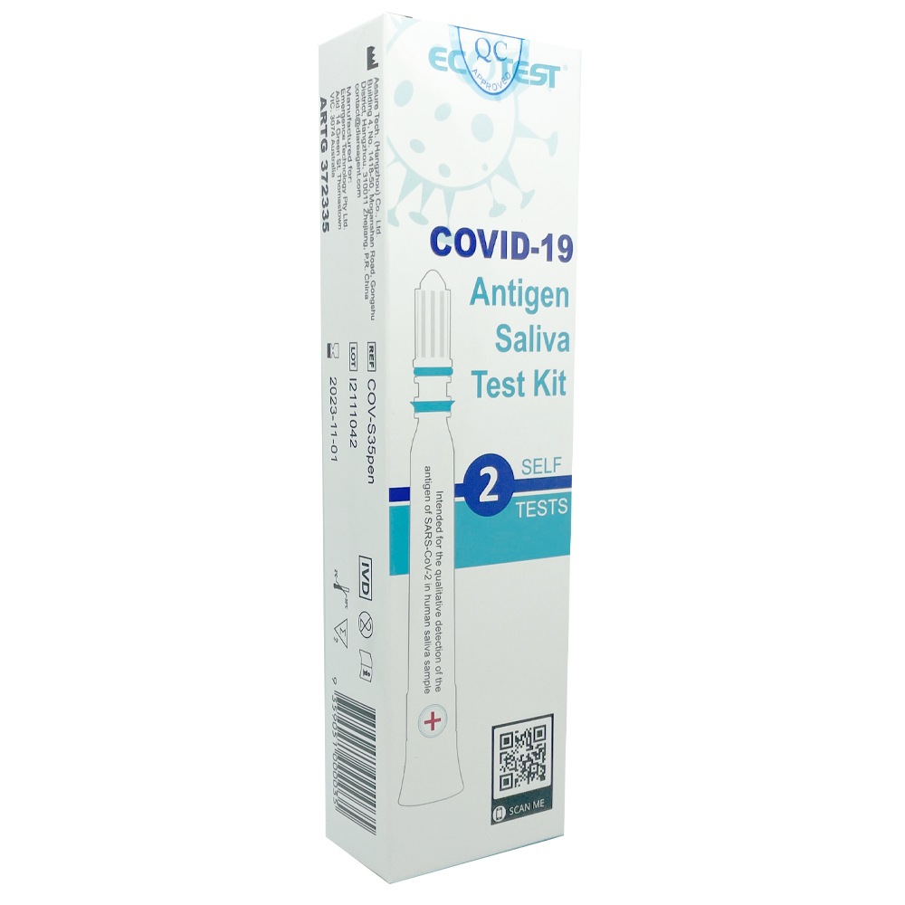Buy 2pk EcoTest COVID-19 Coronavirus Rapid Antigen Saliva Pen Home Self ...