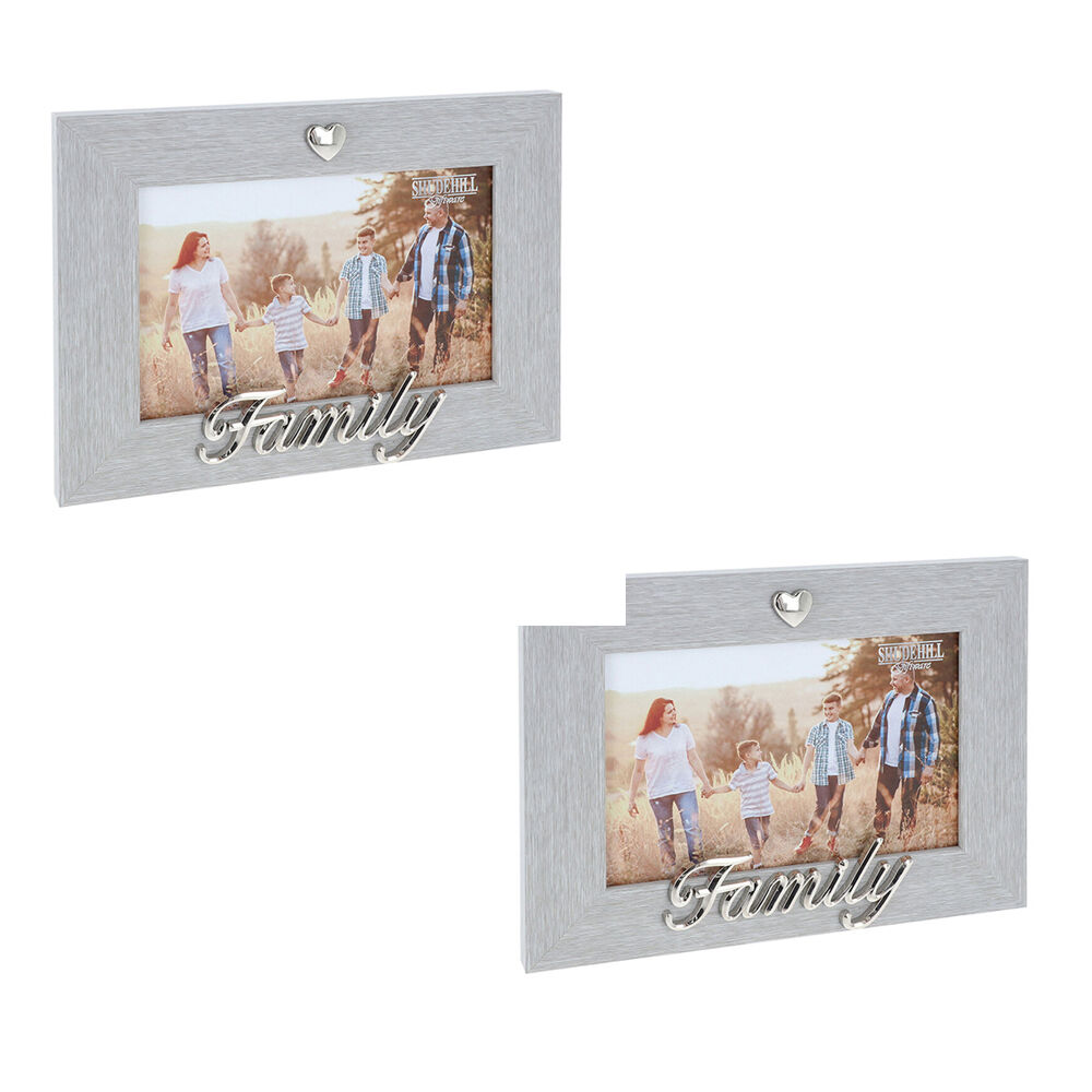 Buy 2PK Gibson Gifts Silver Heart Family 6x4 Keepsake Memory Photo ...