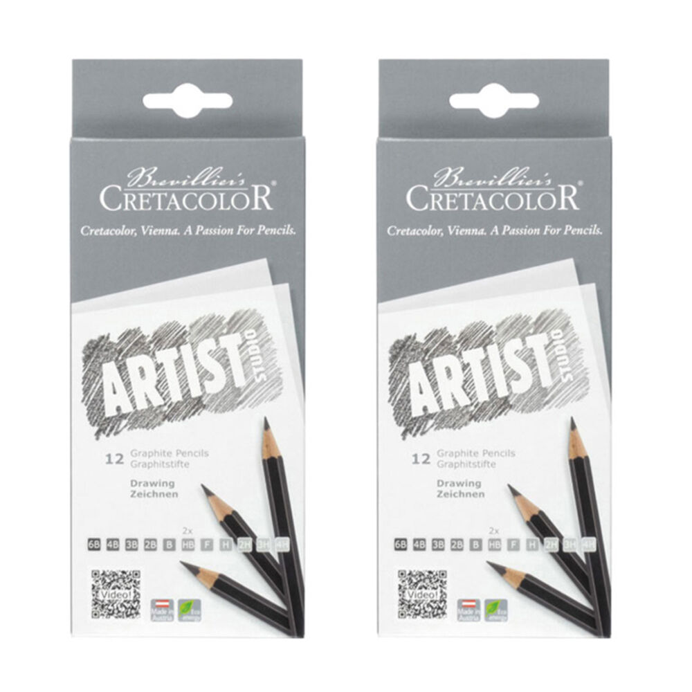 Buy 2x 12pc Cretacolor Artist Studio Graphite Drawing Pencils Assorted Grades - MyDeal Australia