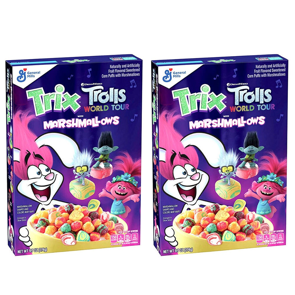 Buy 2x 274g Trix American Breakfast Cereal Marshmallow Trolls World ...