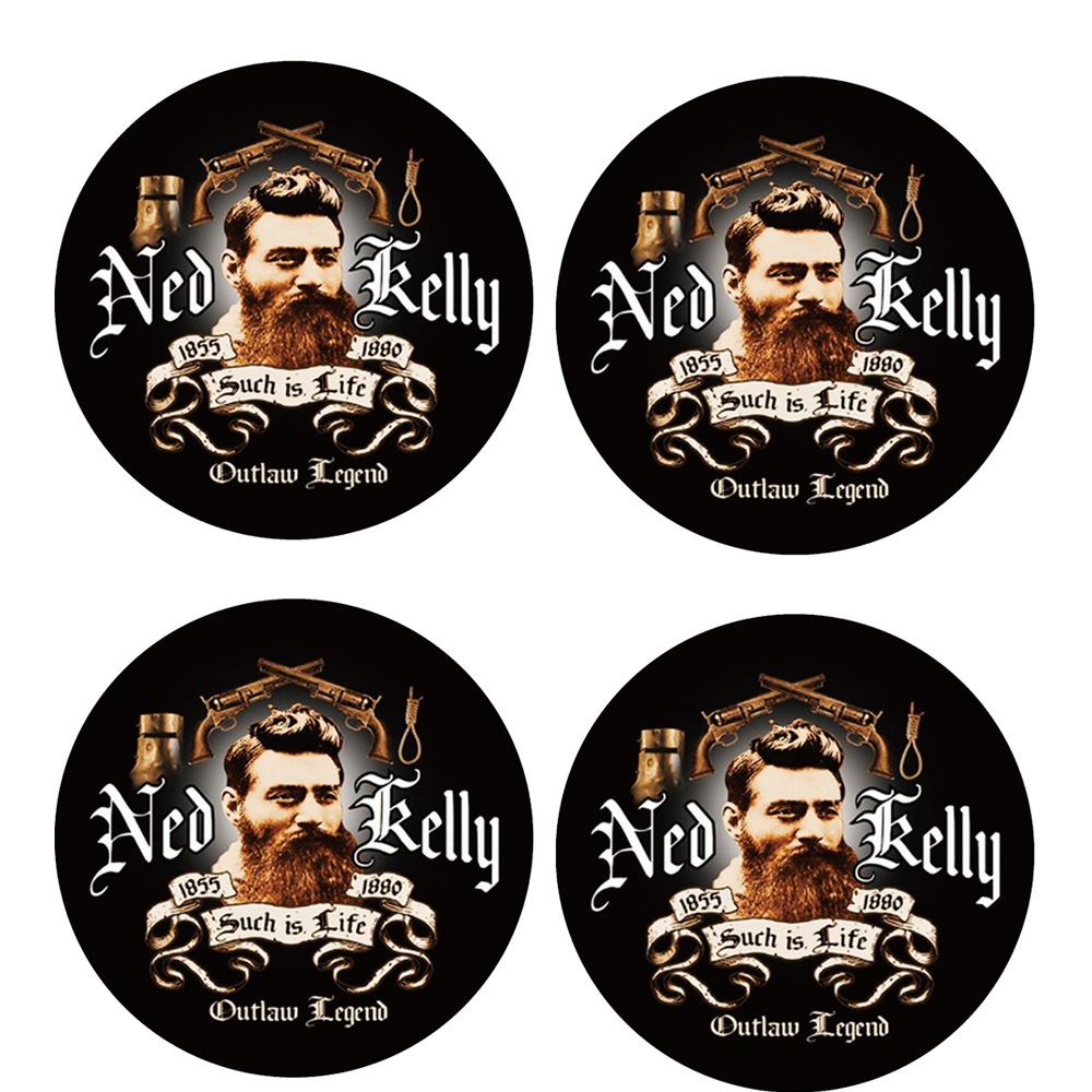 Buy 2x 2pc Ned Kelly Coasters Coffee Dining Table Protector Drink Mat ...