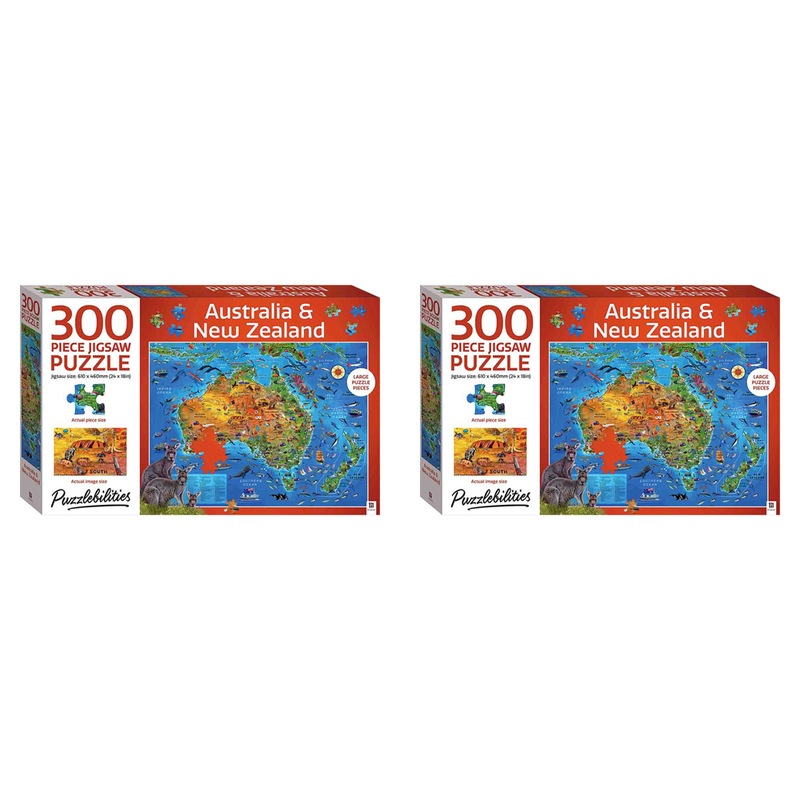 Buy 2x 300pc Elevate Puzzlebilities Australia & New Zealand Map 61cm ...