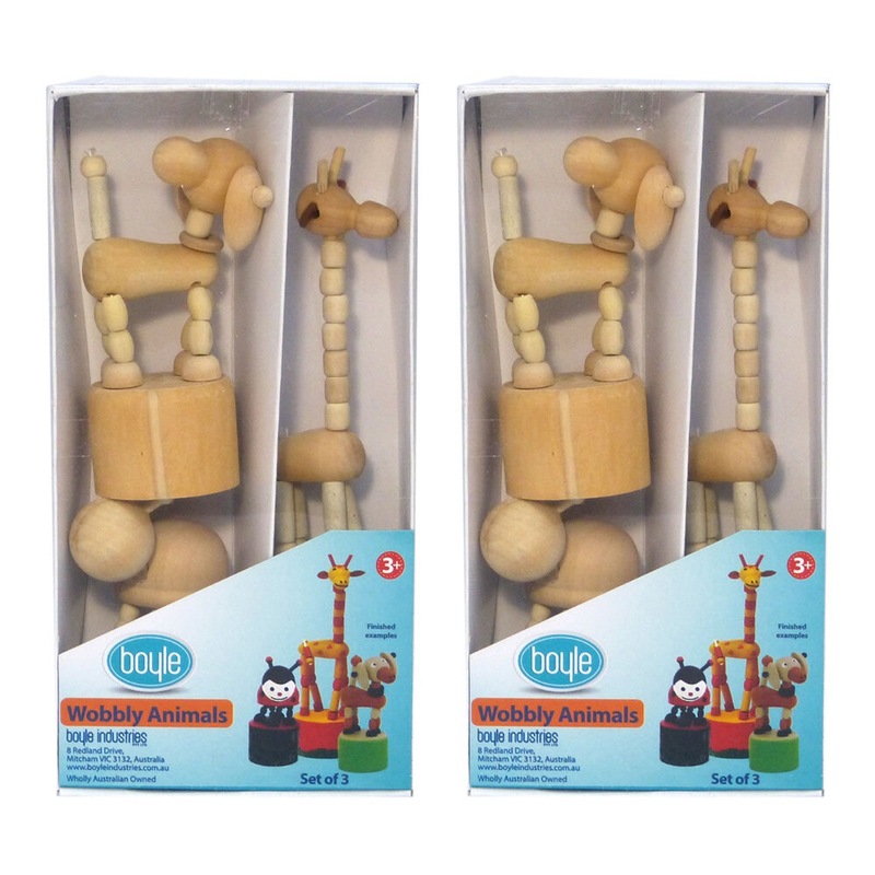 Buy 2x 3pc Crafty Kits Wobbly Animals Giraffe/Dog/Ladybug Kids DIY Art ...