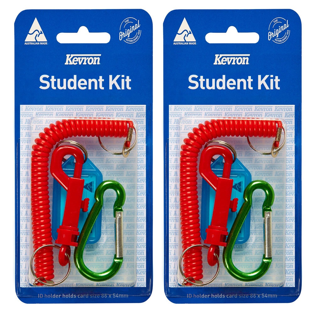 Buy 2x 4pc Kevron School ID Student Card/Tag Holder Kit/Carabiner ...