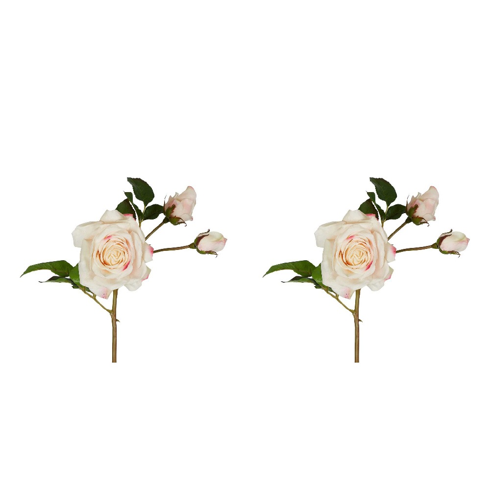 Buy 2x Belle Olivia Bud Real Touch Rose Artificial Floral Stem Home ...