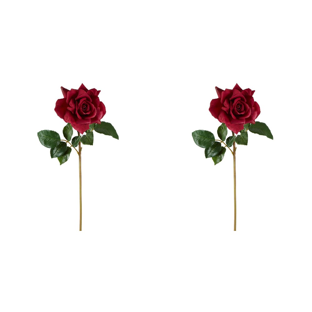 Buy 2x Belle Rose True Touch Stem Artificial Flower Fake/Faux Plant ...
